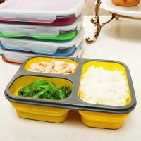 China Rectangular Silicone Snack Box , Durable Collapsible Food Storage Container for sale