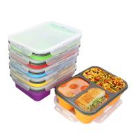 China Rectangular Silicone Snack Box , Durable Collapsible Food Storage Container for sale