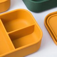 China Sandwich Silicone Bento Boxes Tasteless Portable 3 Compartment for sale
