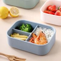 China Sandwich Silicone Bento Boxes Tasteless Portable 3 Compartment for sale