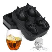 China 3D 6 Hole Skull Ice Cube Mold , BPA Free Skeleton Ice Cube Tray for sale