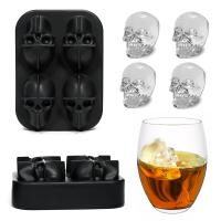China 3D 6 Hole Skull Ice Cube Mold , BPA Free Skeleton Ice Cube Tray for sale