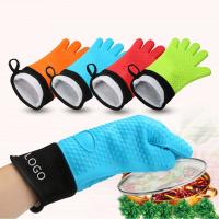 China Double BBQ Silicone Oven Gloves Heat Resistant Harmless Practical for sale