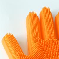 China Multicolor Silicone Dish Washing Glove , Nontoxic Scrubbing Gloves For Cleaning for sale