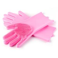 China Multicolor Silicone Dish Washing Glove , Nontoxic Scrubbing Gloves For Cleaning for sale