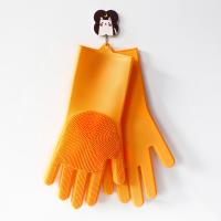China Multicolor Silicone Dish Washing Glove , Nontoxic Scrubbing Gloves For Cleaning for sale