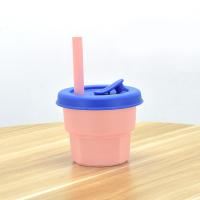 China Reusable Nontoxic Silicone Cup With Straw , Portable Silicone Smoothie Cup for sale