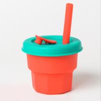 China Reusable Nontoxic Silicone Cup With Straw , Portable Silicone Smoothie Cup for sale