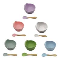 China Washable Baby Feeding Tools Non Toxic , Heatproof Silicone Suction Bowl And Spoon for sale