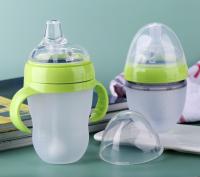 China 250ml Silicone Nipple Bottle , BPA Free Anti Colic Feeding Bottle With Cover for sale