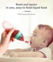 China FDA Odorless Baby Bottle Spoon Feeder , Heat Resistant Silicone Suction Weaning Set for sale