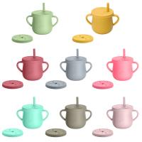 China 7.4x4.3x1.2 Inch Baby Feeding Tools , Multicolor Silicone Cup And Straw for sale