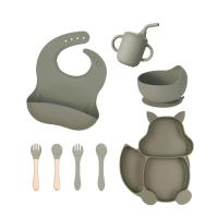 China Reusable Silicone Baby Feeding Set Tasteless , BPA Free Weaning Silicone Set 8 Pcs for sale
