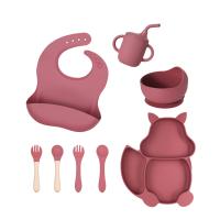 China Reusable Silicone Baby Feeding Set Tasteless , BPA Free Weaning Silicone Set 8 Pcs for sale