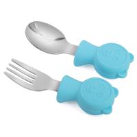 China Durable Harmless Baby Fork And Spoon Set , Lightweight Baby Training Spoon And Fork for sale