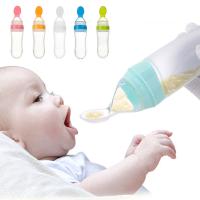 China Portable Silicone Squeeze Feeder With Spoon Heat Resistant Odorless for sale