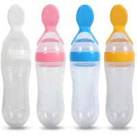 China Portable Silicone Squeeze Feeder With Spoon Heat Resistant Odorless for sale