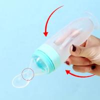 China Reusable Baby Bottle Spoon Nontoxic , Multipurpose Squeezy Silicone Food Feeder for sale