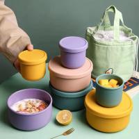 China BPA Free Food Silicone Lunch Container Non Plastic Round Shape for sale