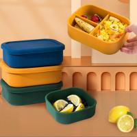 China Sandwich Silicone Bento Boxes Tasteless Portable 3 Compartment for sale
