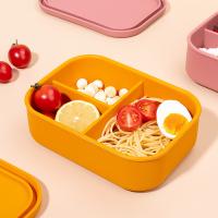 China Sandwich Silicone Bento Boxes Tasteless Portable 3 Compartment for sale
