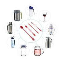 China Durable Cylinder Bottle Straw Brush , Plastic Handle Rubber Bottle Brush for sale