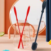 China Durable Cylinder Bottle Straw Brush , Plastic Handle Rubber Bottle Brush for sale