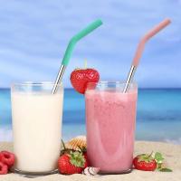 China Straight Metal Straw Silicone Tip Portable , Stainless Steel Straw With Silicone Tip for sale