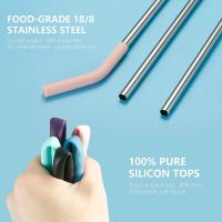 China Straight Metal Straw Silicone Tip Portable , Stainless Steel Straw With Silicone Tip for sale