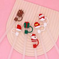 China Christmas Reusable Silicone Straw Tip Cover Practical Heat Resistant for sale