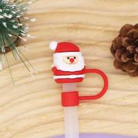 China Christmas Reusable Silicone Straw Tip Cover Practical Heat Resistant for sale
