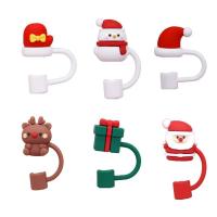 China Christmas Reusable Silicone Straw Tip Cover Practical Heat Resistant for sale