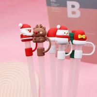China Christmas Reusable Silicone Straw Tip Cover Practical Heat Resistant for sale