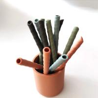 China Nontoxic Reusable Silicone Straw Durable Leakproof Biscuits Shape for sale