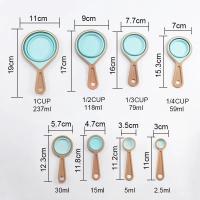 China Plastic Silicone Measuring Spoons Set 8 Piece Collapsible Reusable for sale