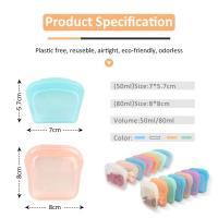 China Reusable Leakproof Clear Silicone Food Bag Durability Dishwasher Safe 50ML/80ML for sale