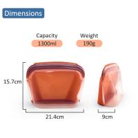 China Food Storage Zip Lock Silicone Food Bags 1300 ML Reusable Eco Friendly for sale
