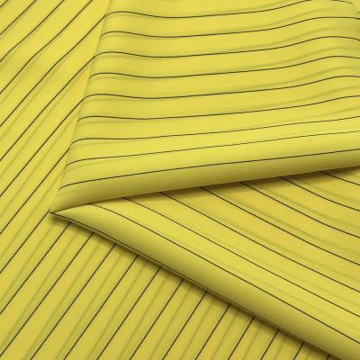 China 137gsm Composite Silk SPH Yellow Black Elastic Striped Fabric for Women's Clothing for sale