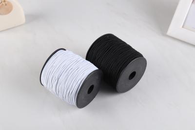 China Colorful Round Polyester Elastic Cord 1mm 1.5mm 2mm 3mm Webbing Band Black White for sale