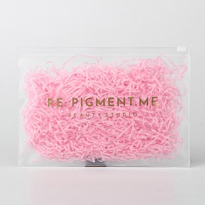 China Frosted EVA Plastic Packaging Bag Gold Foil Logo Ziplock For Beauty Makeup Brands for sale