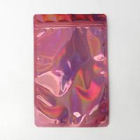 China Resealable Holographic Pink Bag Cosmetic Packaging Bag For Nail Products for sale