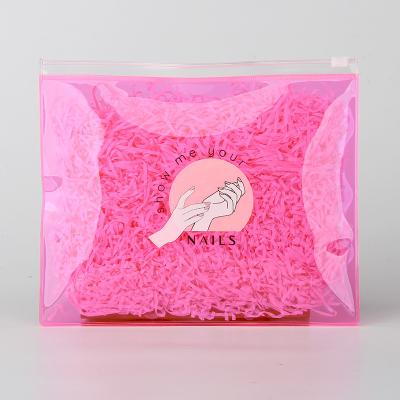 China Transparent Pink PVC Ziplock Bag Cosmetic Packaging Bag 0.30mm Thickness for sale
