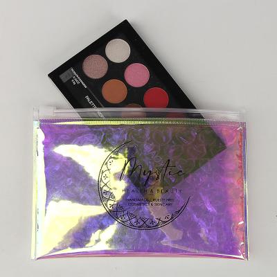 China Custom Printed Holographic Ziplock Bag PVC Material For Skincare Cosmetics Packaging for sale
