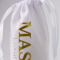 China Custom Logo Velvet White Eyelash Drawstring Packaging Bag For Cosmetic for sale