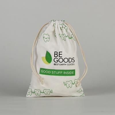 China Custom Eco Friendly Organic Muslin Cotton Pouch Promotional Small White Drawstring Bag for sale