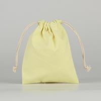 China Lemon Color Eco Friendly Organic Muslin Cotton Pouch Promotional Small Drawstring Bag for sale