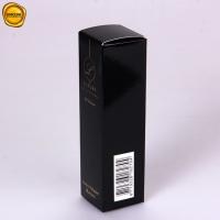 China Gold Foil Logo Glossy Black Cosmetic Packaging Box Straight Tuck Mascara Packaging Box for sale