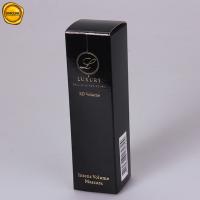 China Gold Foil Logo Glossy Black Cosmetic Packaging Box Straight Tuck Mascara Packaging Box for sale
