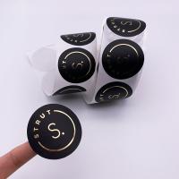 China Black Round Matte Black Paper Sticker Labels With Gold Logo for sale