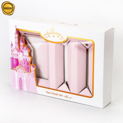 China Customized Printing 350gsm Nail Polish Cosmetic Packaging Box With Clear Window for sale